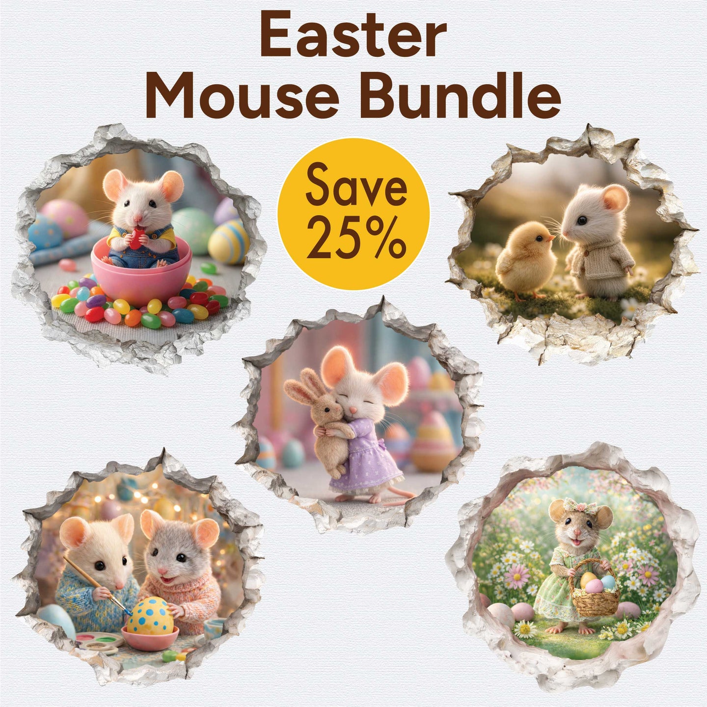 Wallington Mice Easter Tales Hardback Book with Mouse Hole Decals