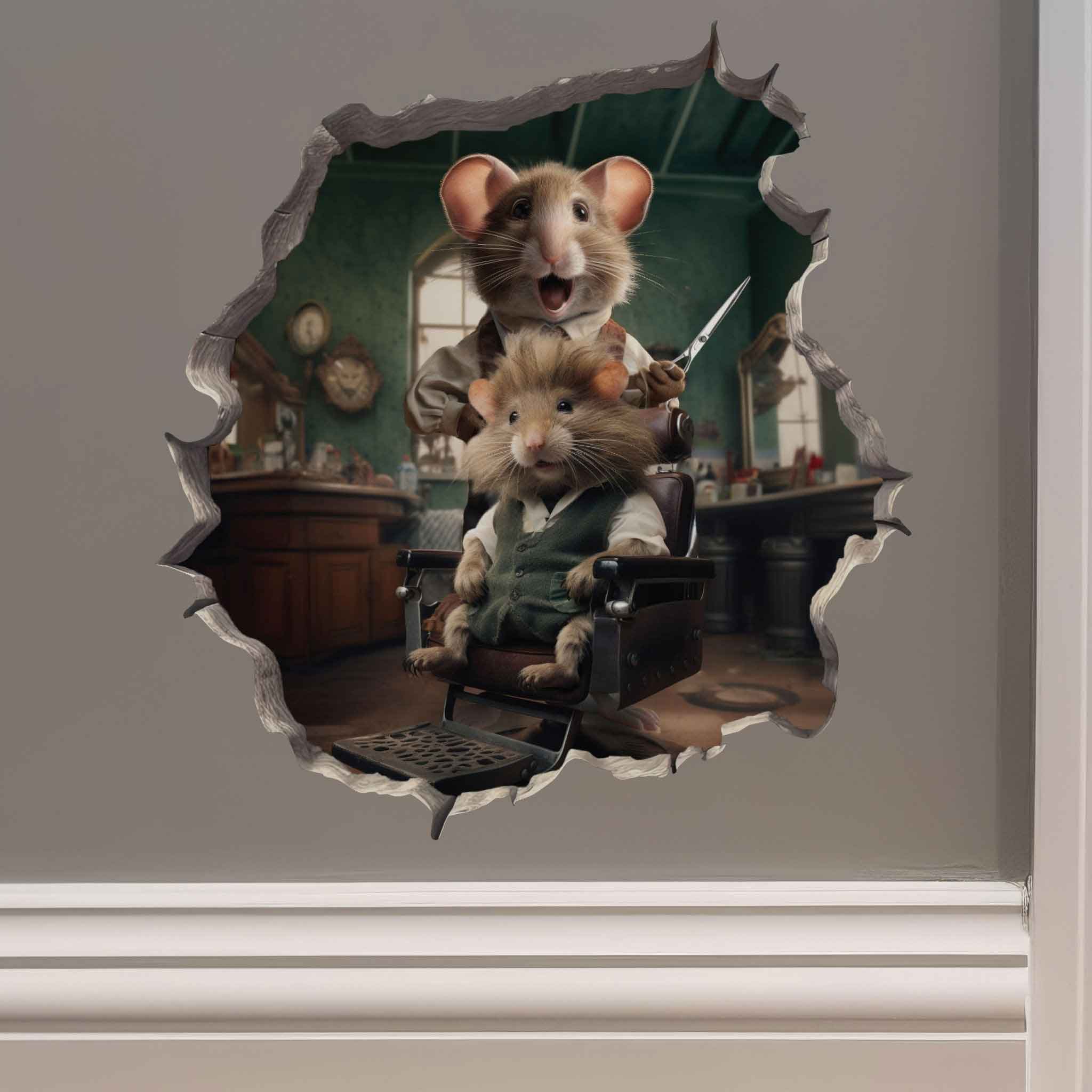 Barber Shop Mouse Hole Decal