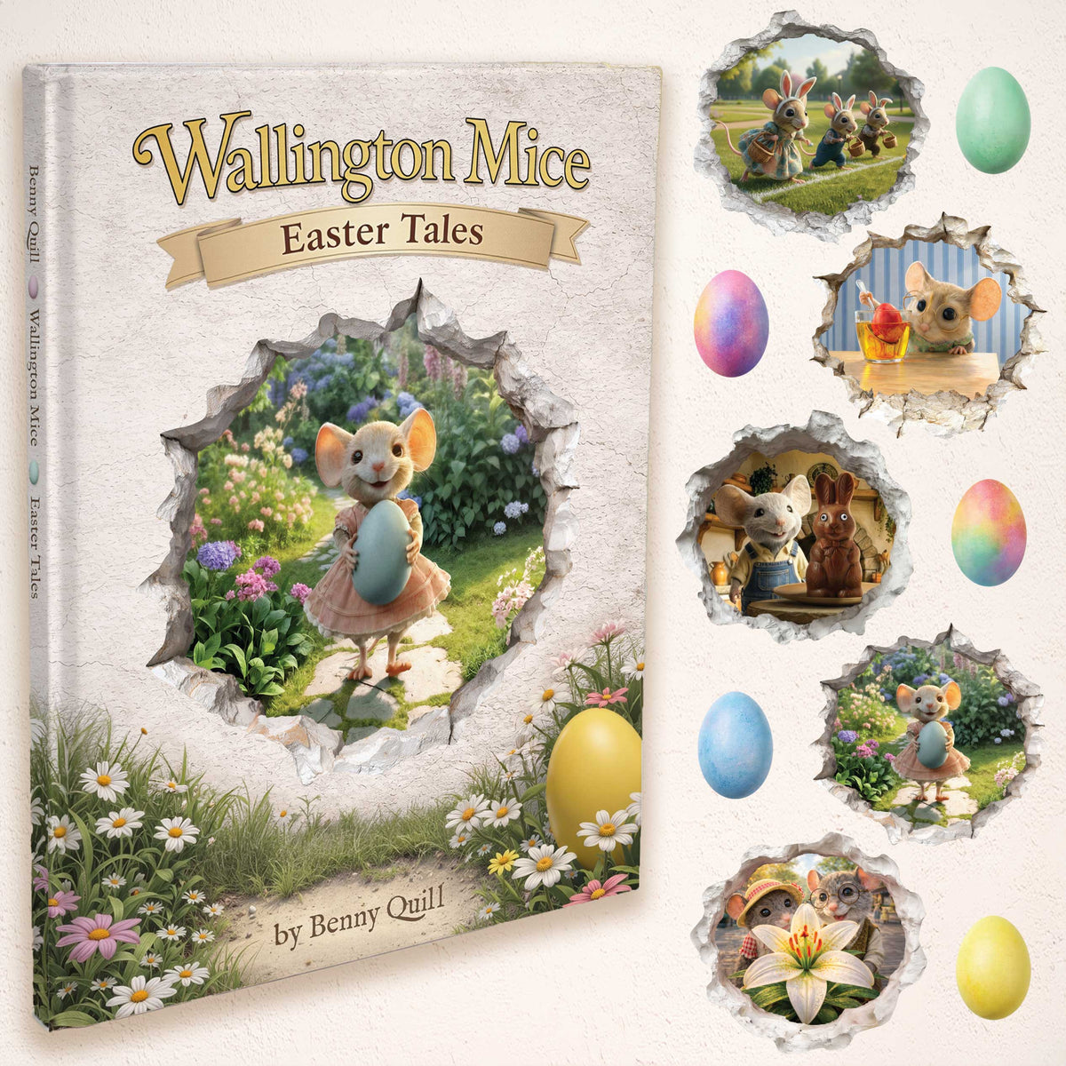 Wallington Mice Easter Tales Hardback Book with Mouse Hole Decals