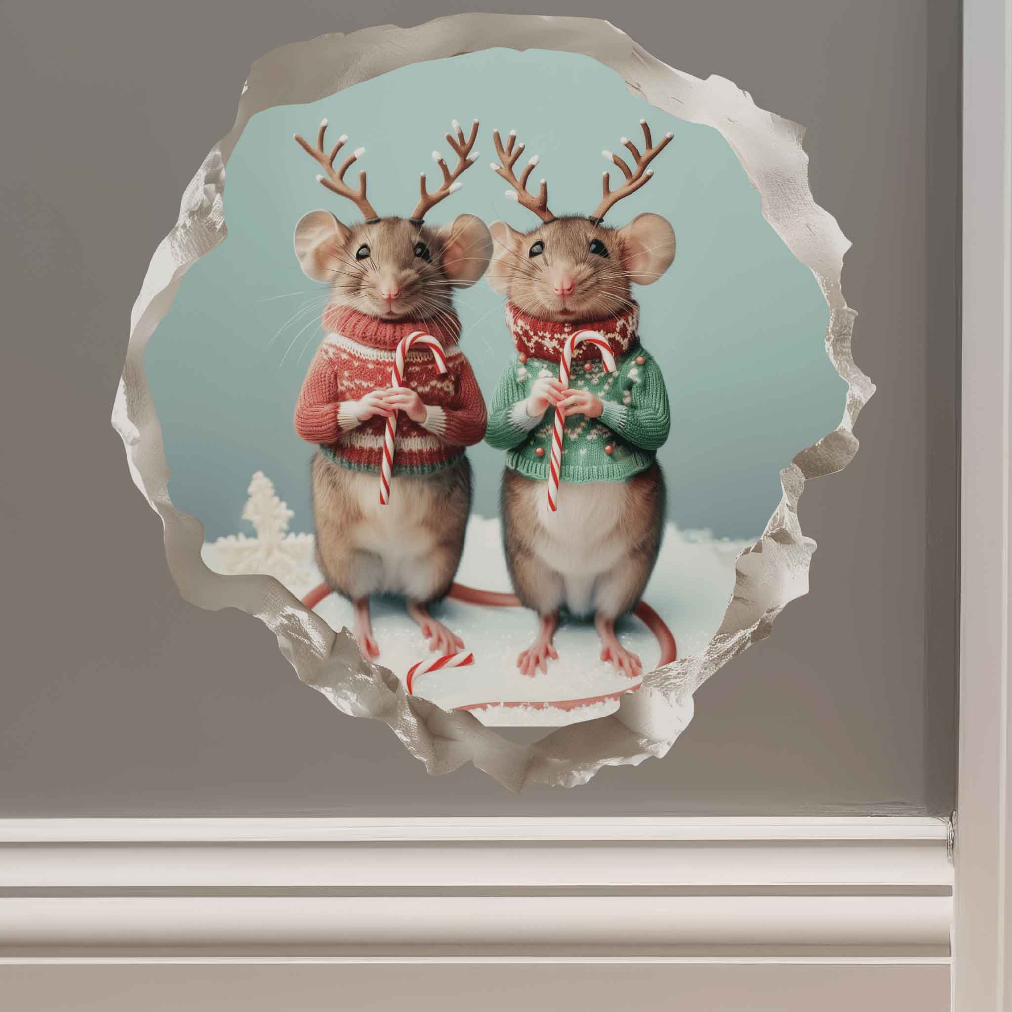 Christmas Jackalope Mouse Hole Decal