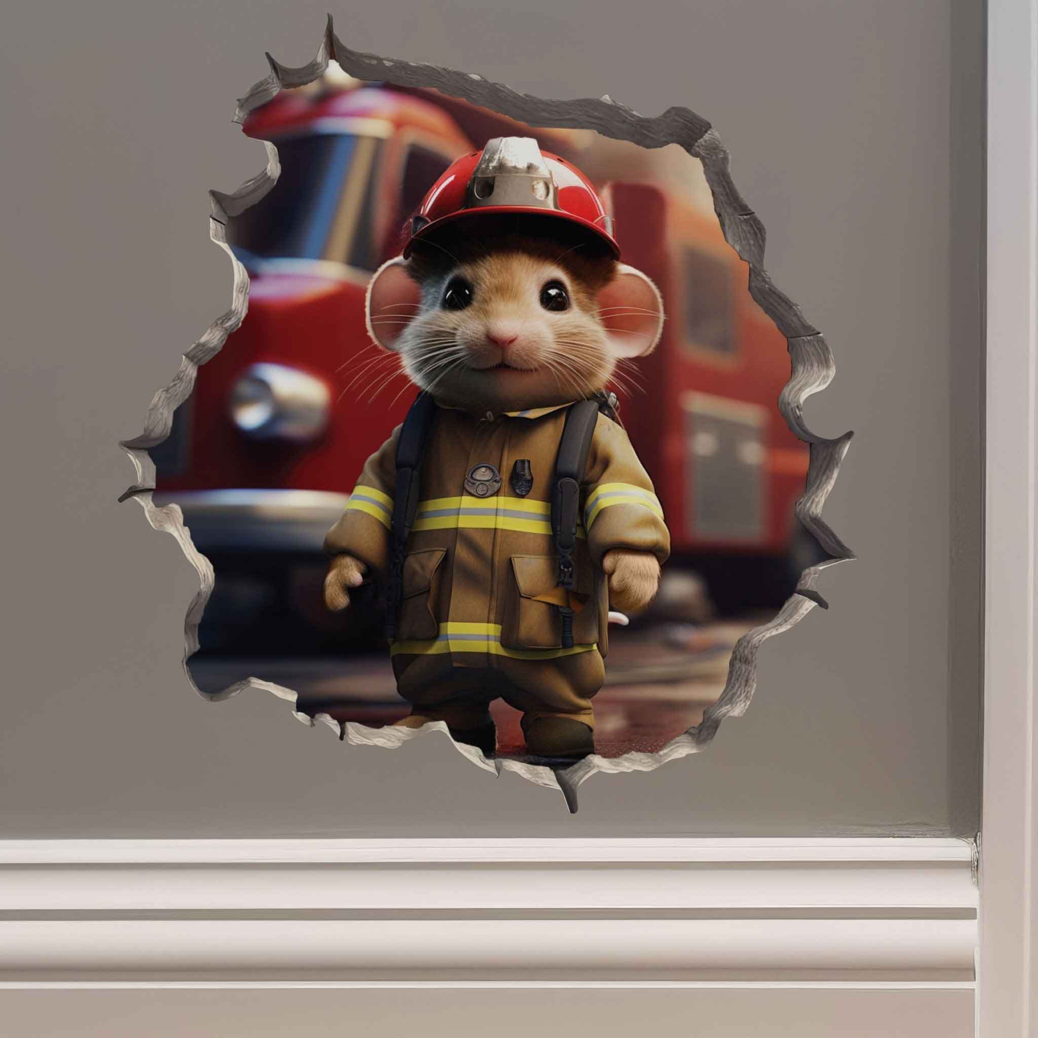 Firefighter Mouse Hole Decal