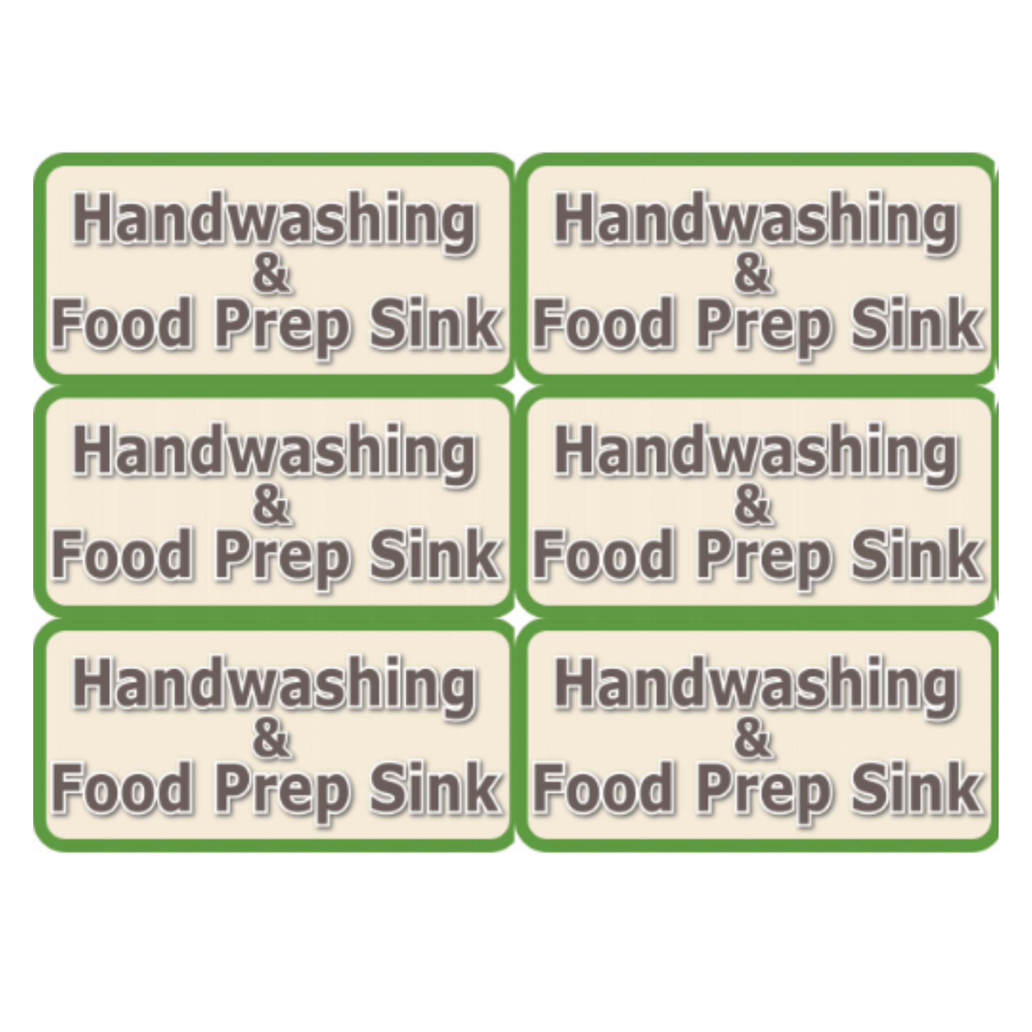 Handwashing & Food Prep Sink Signs - Set of 6 (CORPORATE ONLY)
