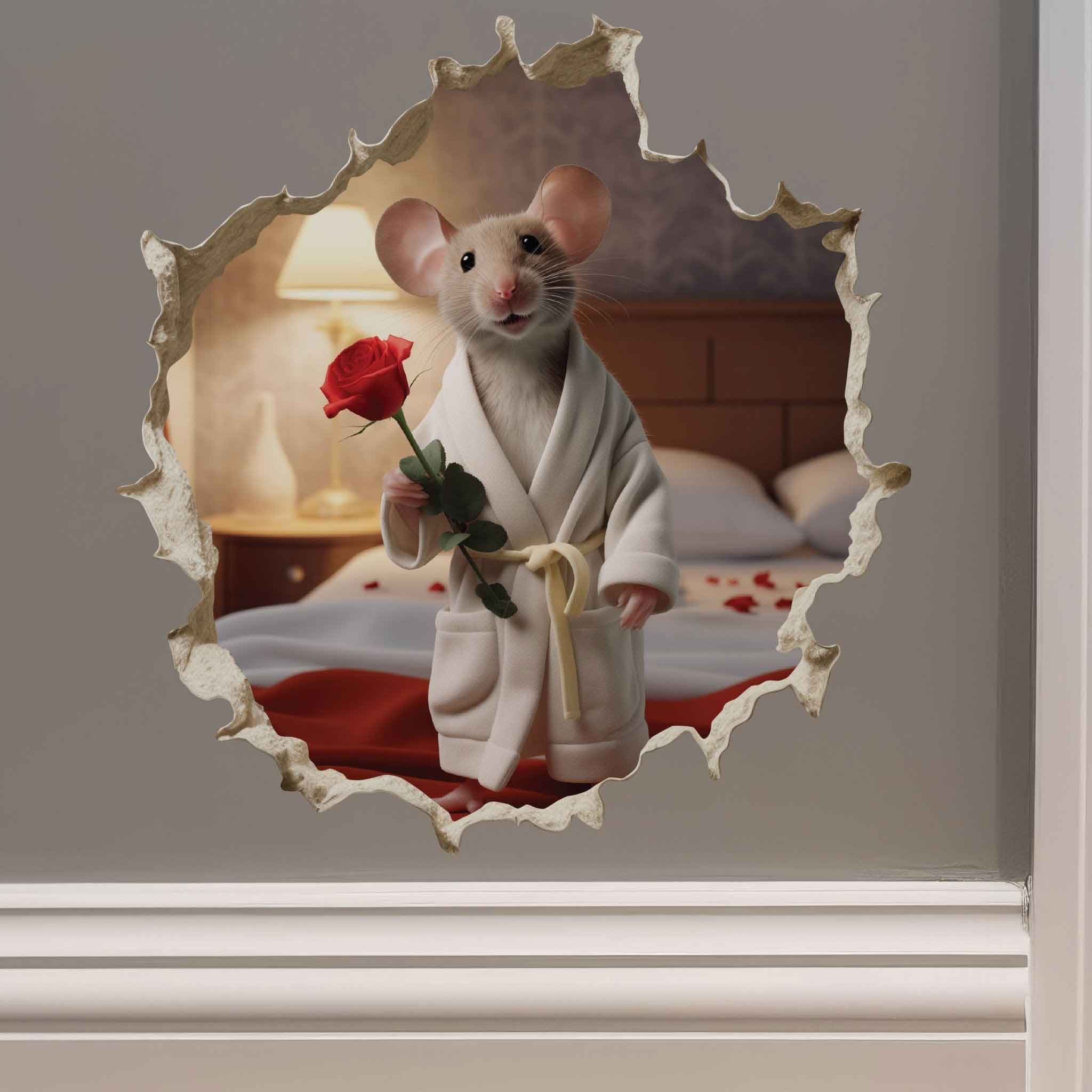 Lover Mouse Valentine's Day Gift - Mouse Hole 3D Wall Sticker