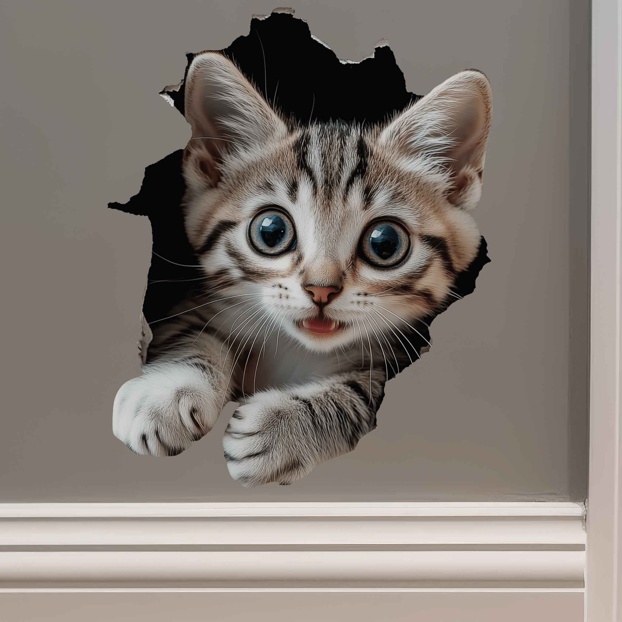Tabby Cat Hole Decal