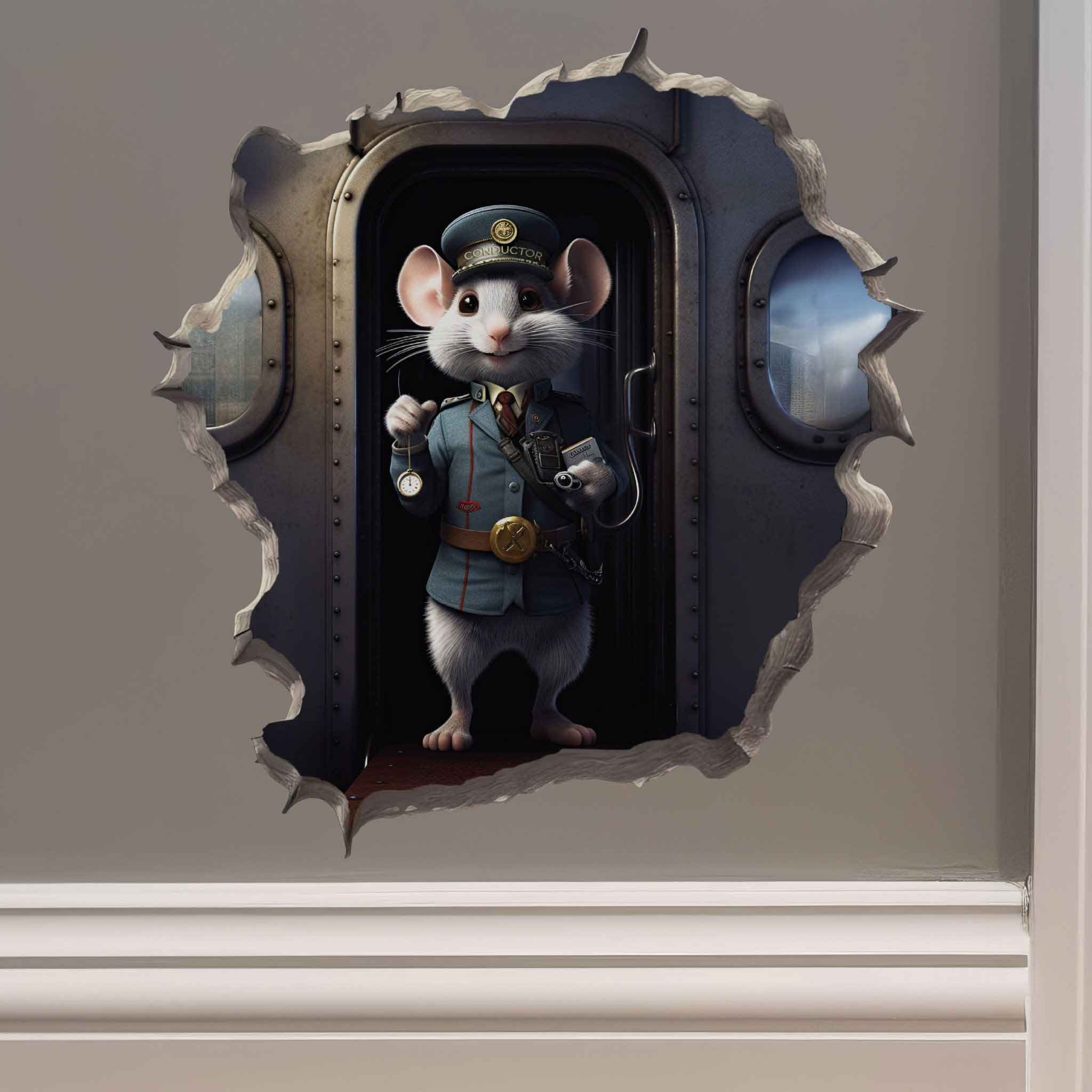 Train Conductor Mouse Hole Decal