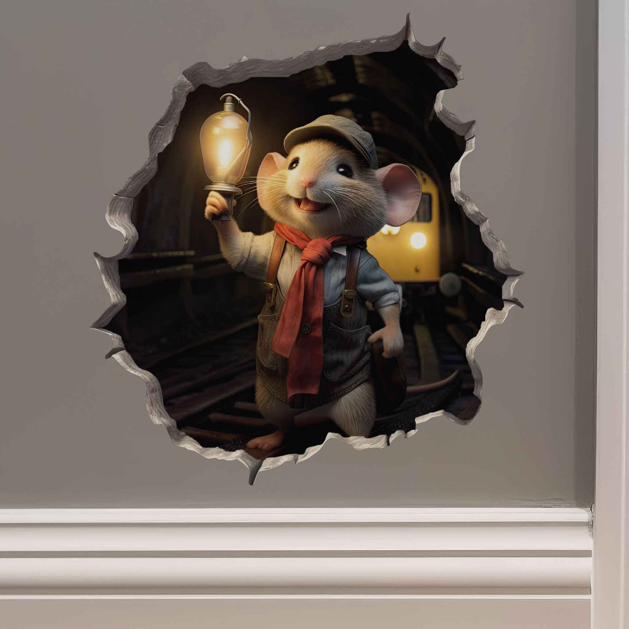 Train Engineer Mouse Hole Decal