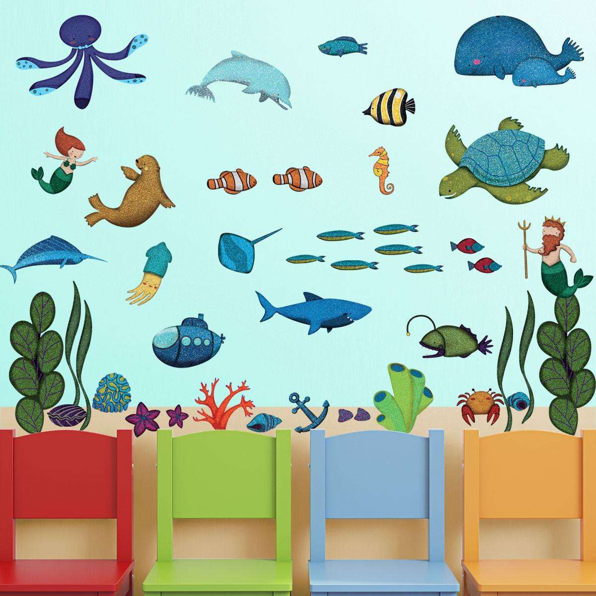 Ocean Wall Decals – Peel & Stick Under the Sea Wall Sticker Kit - MINI